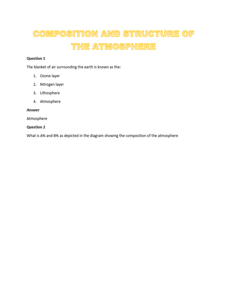 Composition and Structure of The Atmosphere | PDF | Atmosphere Of Earth ...