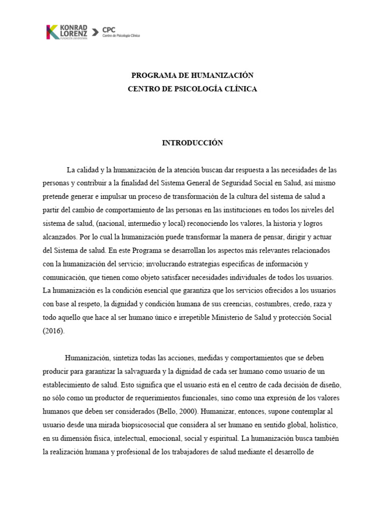 Programa de Humanización Del Servicio | PDF | Comportamiento | Sicología