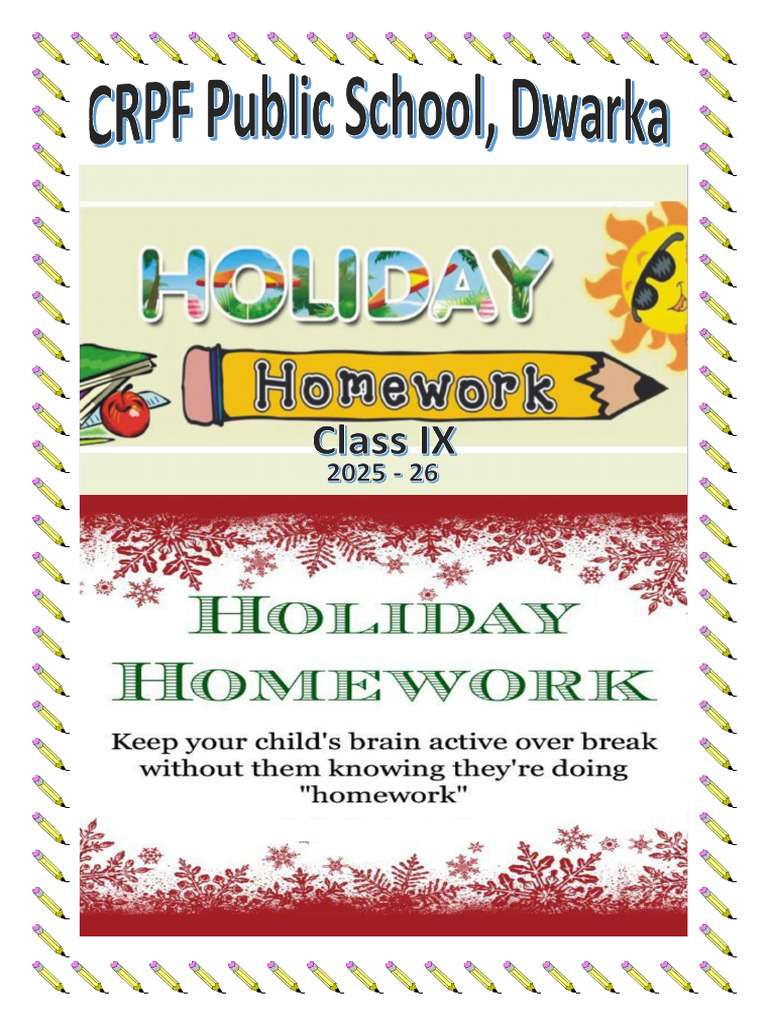 Holiday's HW Class IX 2025-26 (1) | PDF | Acceleration | Speed