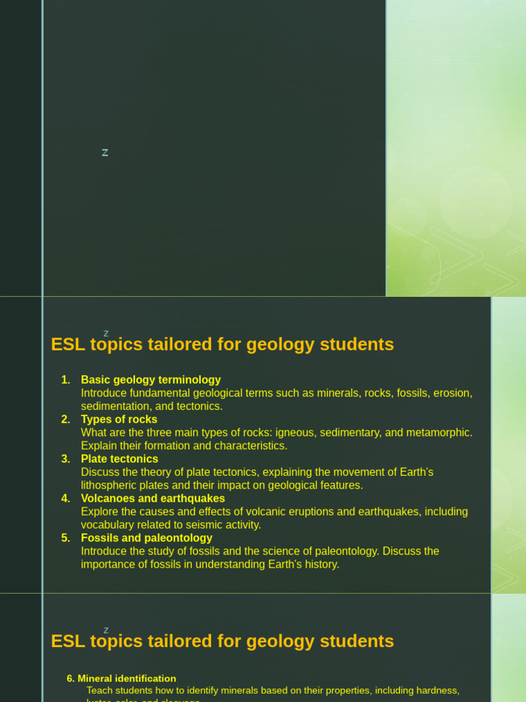 Geology Presentation Topics for ESL Students | PDF | Geology ...