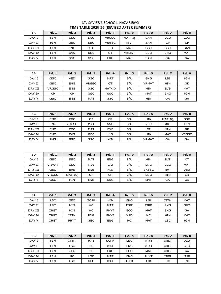 Exam Date Pre Mid | PDF