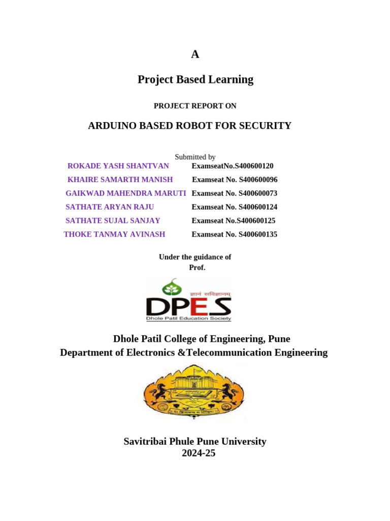Arduino Security Robot Project Report | PDF