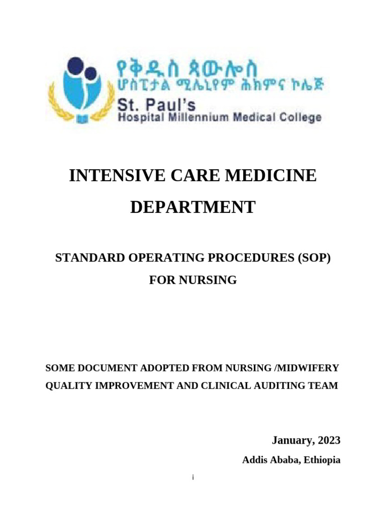 ICU Nursing Standard Operating Procedures | PDF | Intravenous Therapy ...