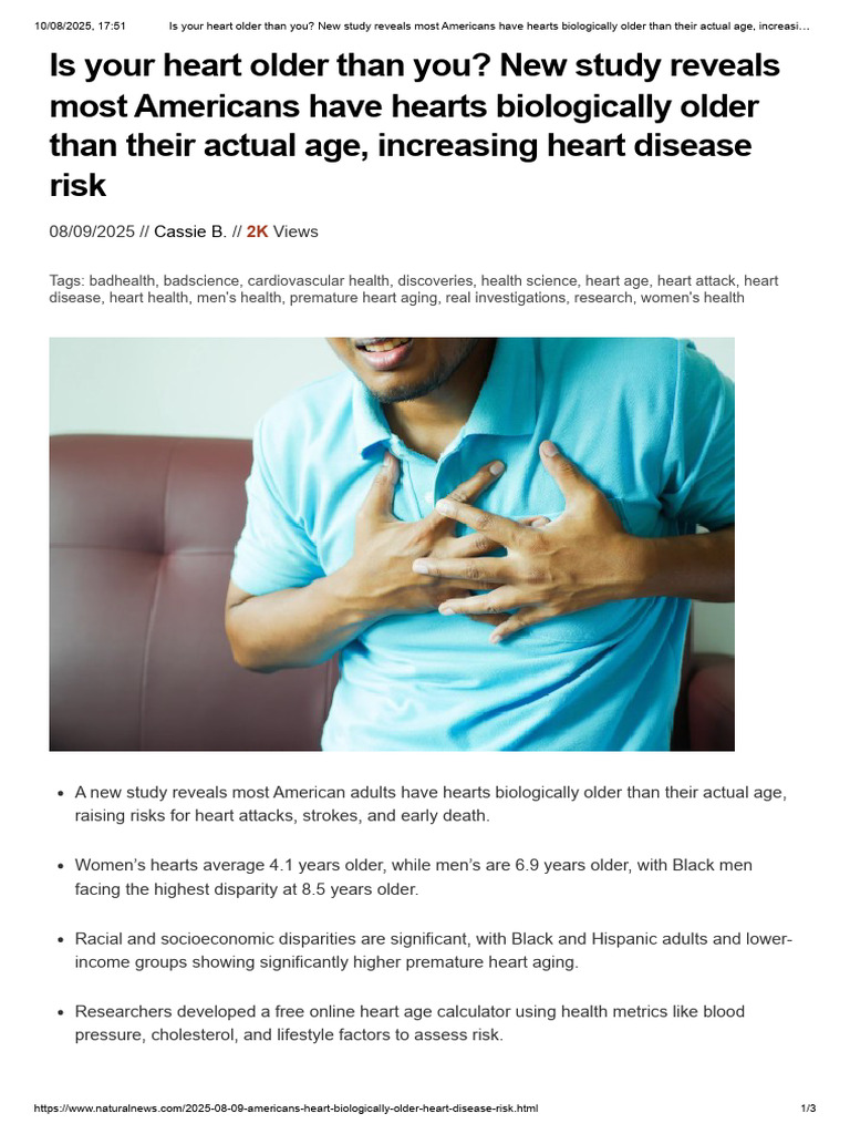Is Your Heart Older Than You - New Study Reveals Most Americans Have ...