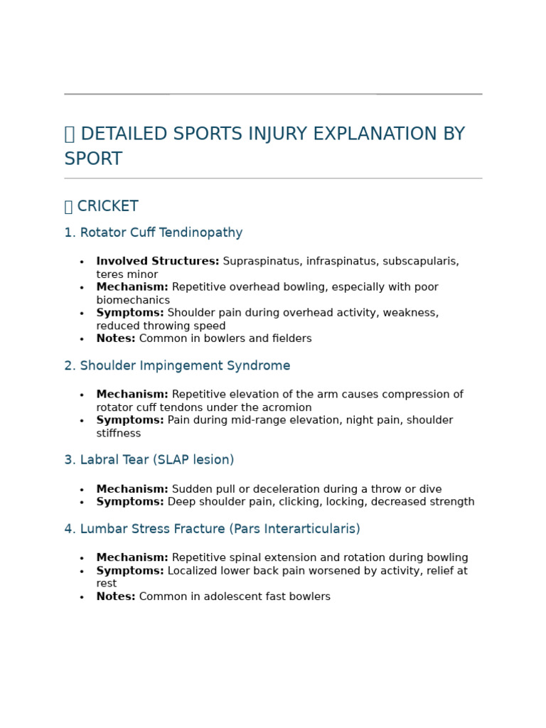 Sports Injury Guide by Sport | PDF | Knee | Anatomical Terms Of Motion