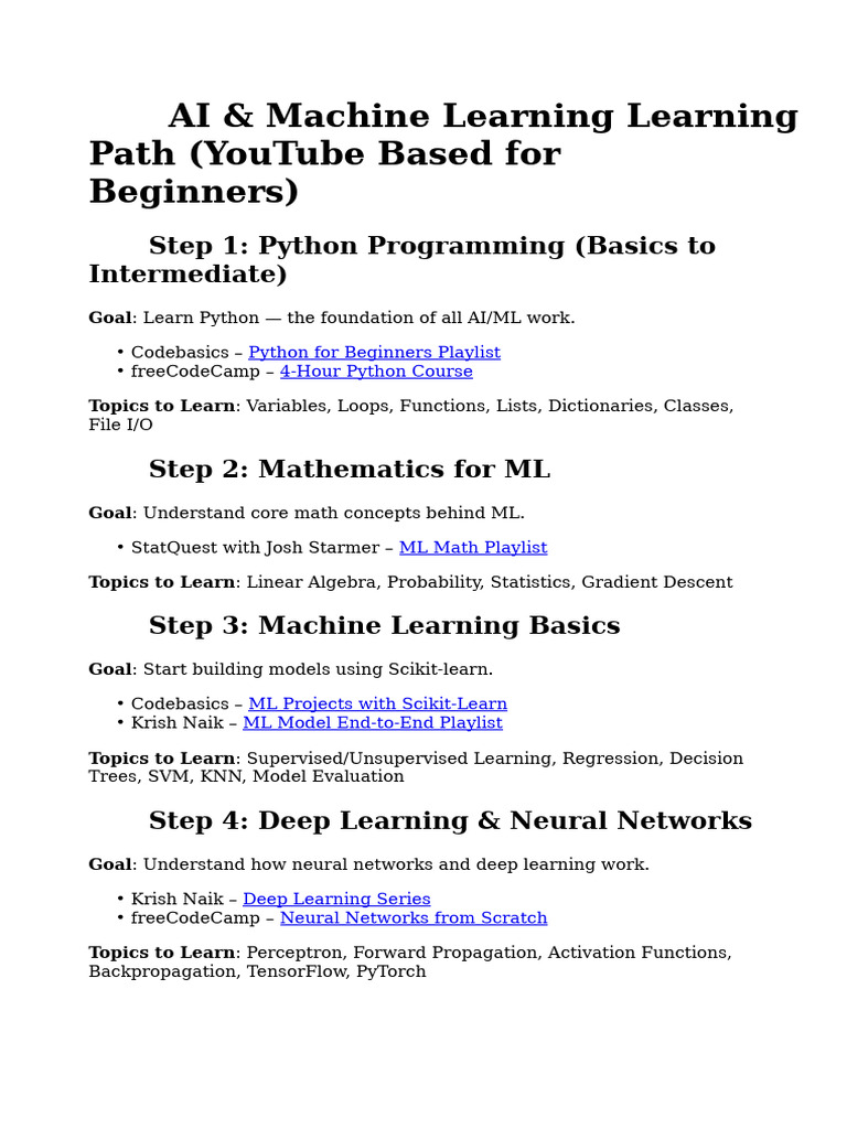 AI ML Learning Path | PDF