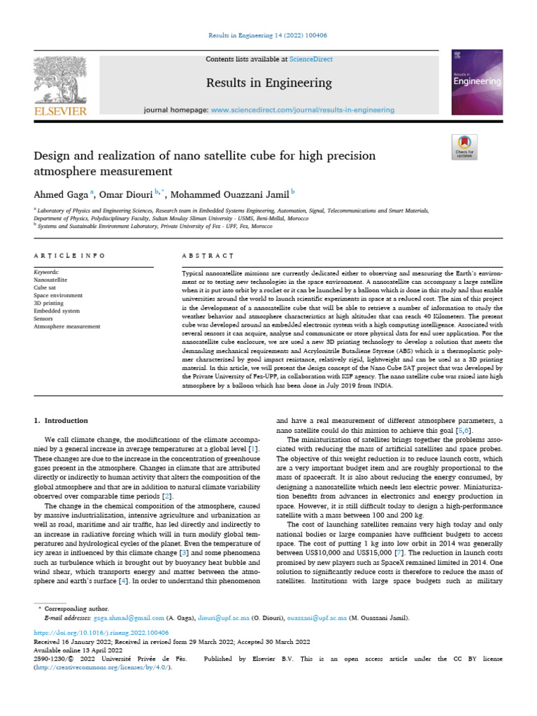 Nano Satellite Precise Temp | PDF | Atmosphere Of Earth | Altitude