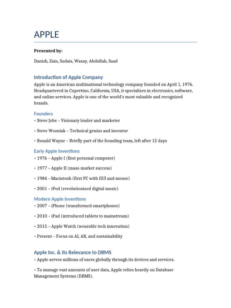 Apple Company Overview and Innovations | PDF | Apple Inc. | I Cloud