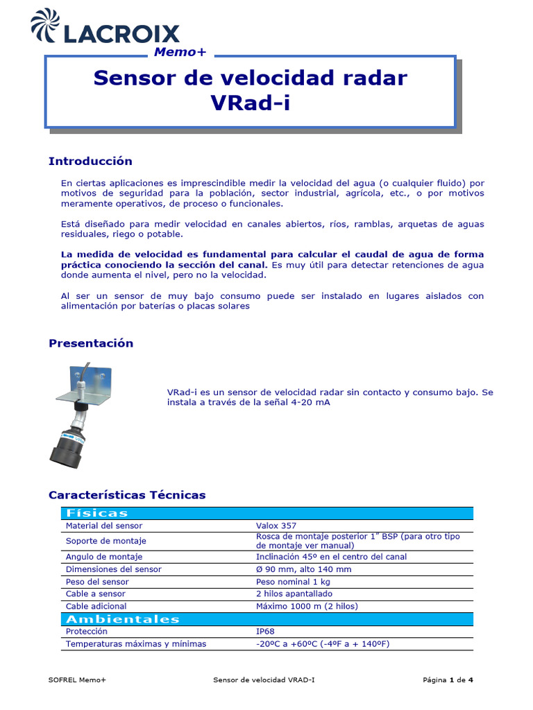 Copia de MP - Memo+ DL4W LT-US - Sensor Velocidad | PDF | Sensor | Agua