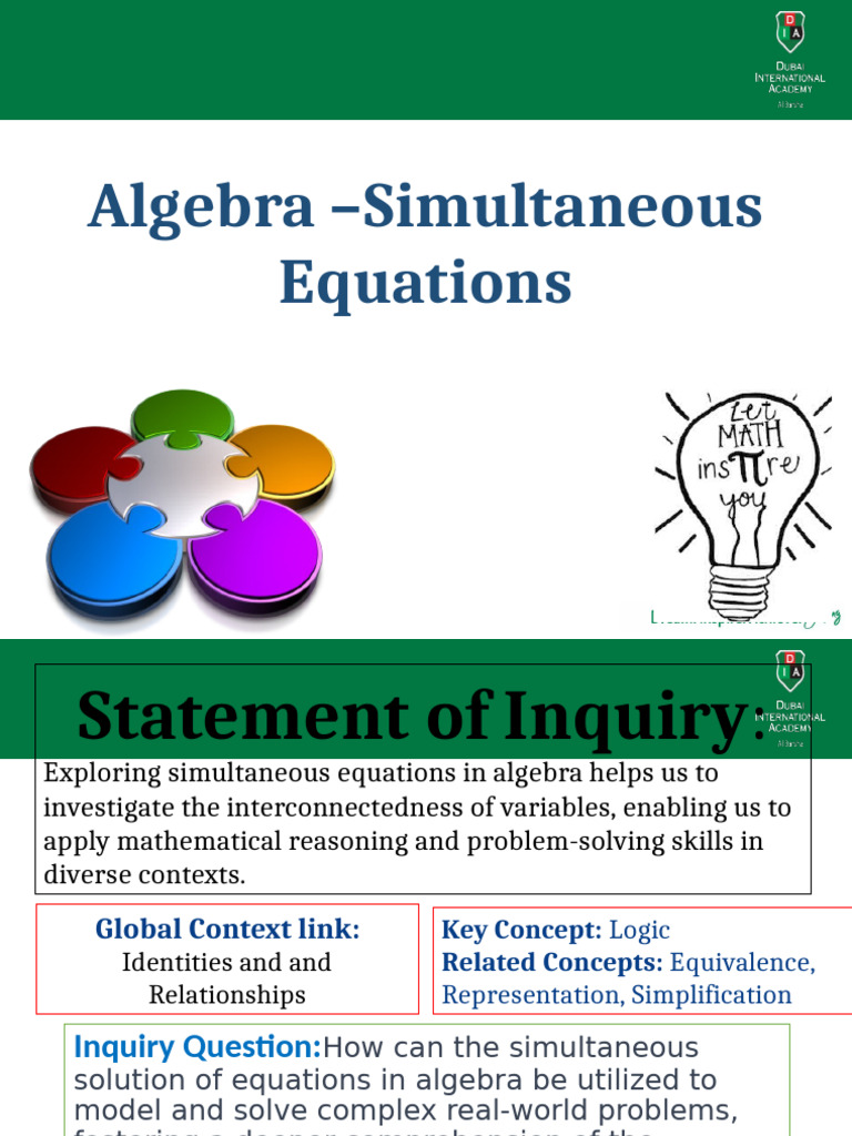 Solving Simultaneous Equations in Algebra | PDF | Algebra | Equations