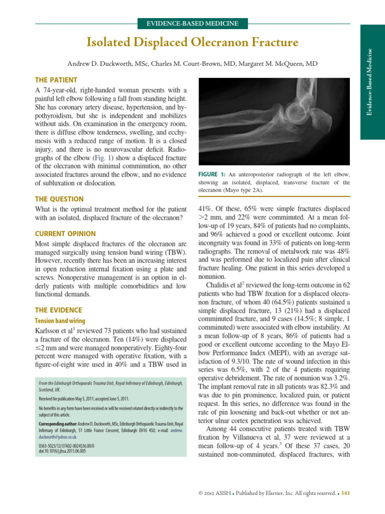 Isolated Displaced Olecranon Fracture | PDF | Elbow | Musculoskeletal ...