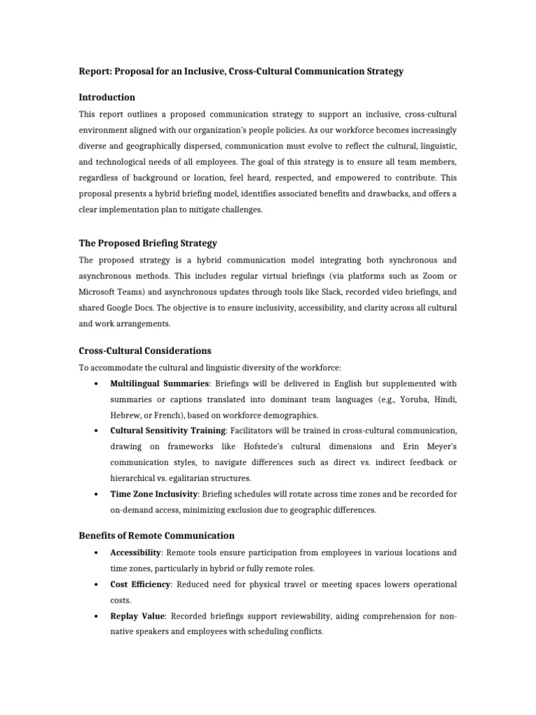 Inclusive Cross-Cultural Communication Strategy | PDF | Cross Cultural ...