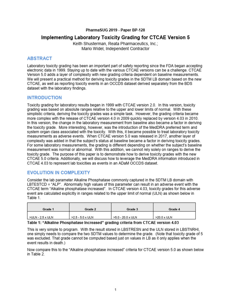 CTCAE 5.0 Toxicity Grading Methods | PDF