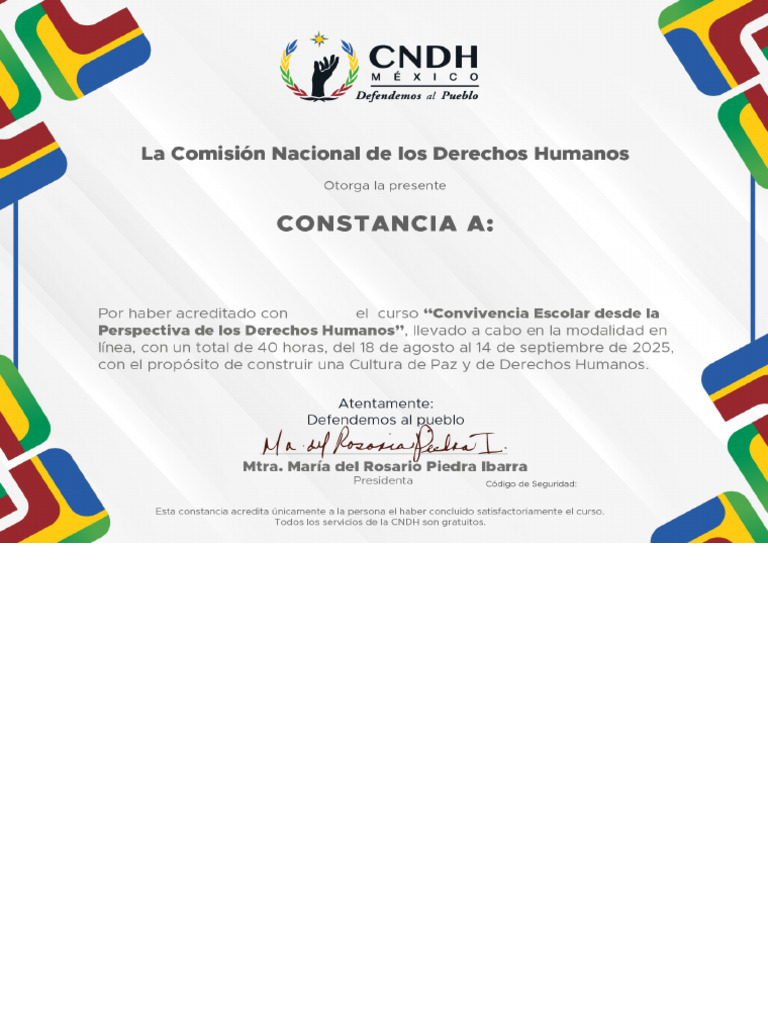 Constancia Curso Convivencia Escolar | PDF