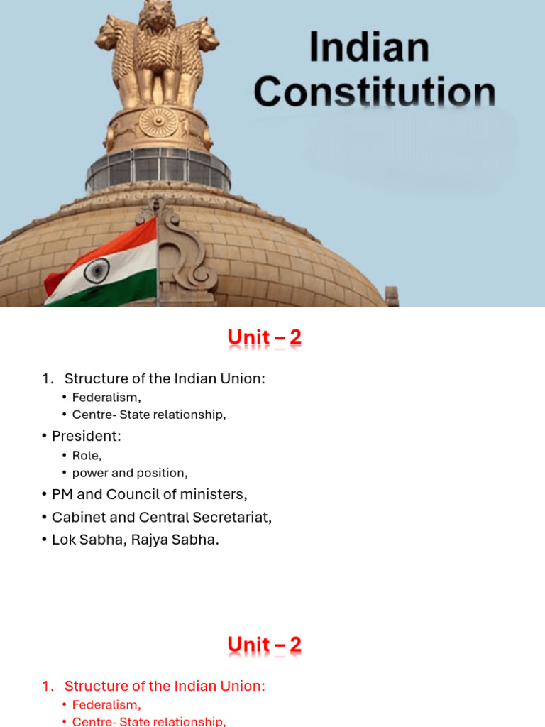 Structure of the Indian Union Explained | PDF