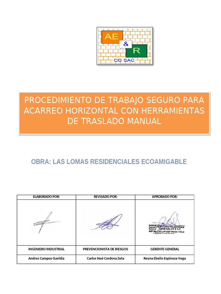 Procedimiento Seguro de Acarreo Manual | PDF