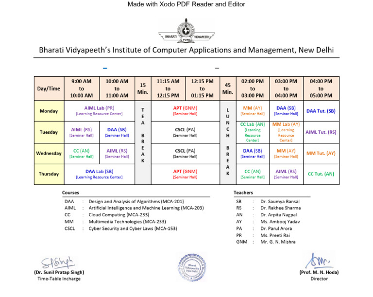 Time-Table (MCA-3rd Sem - S2) (V-3) - 19-05-2025 | PDF | Computing