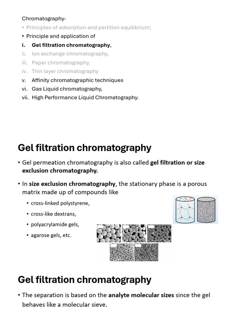 Gel Filtration Chromatography Overview | PDF | Chromatography | Gel
