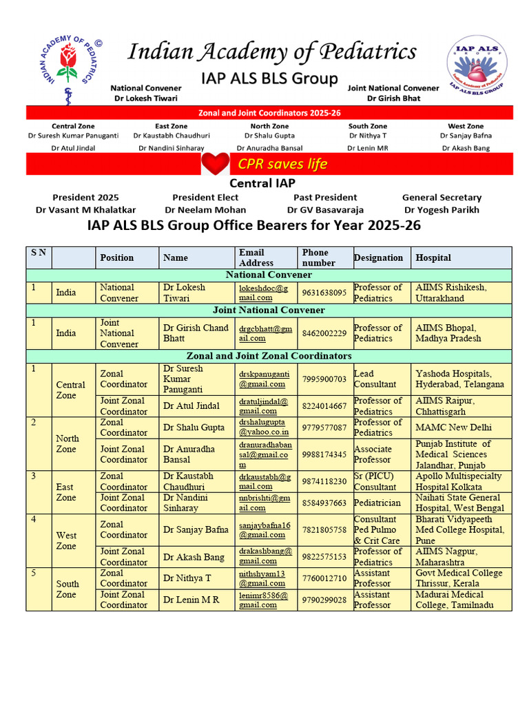 Iap Als Bls Officer Bearers 2025 2026 v2 | PDF