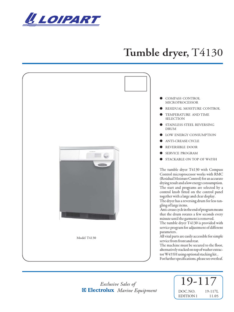 19-117 Tumble Dryer T4130 | PDF | Clothes Dryer