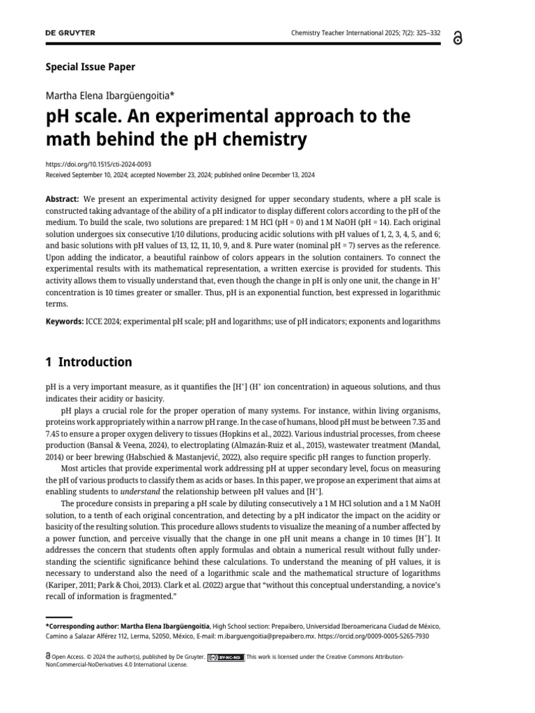 PH Scale An Experimental Approach To The Math Behi | PDF | Ph | Acid