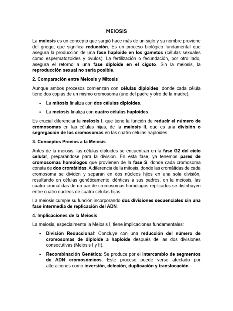 MEIOSIS - Guía de Estudio | PDF | Mitosis | Mutación