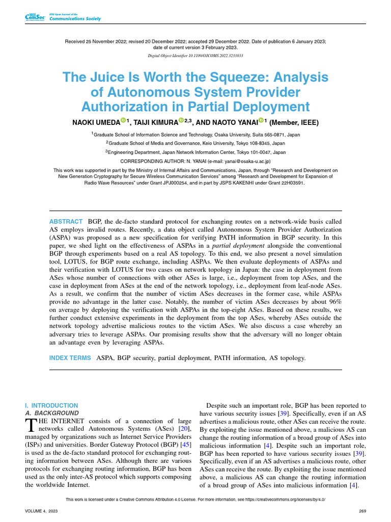 The Juice Is Worth The Squeeze Analysis of Autonomous System Provider Authorization in Partial ...