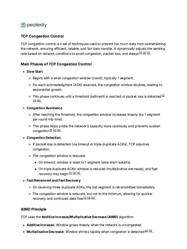TCP Congestion Control Explained | PDF | Transmission Control Protocol ...