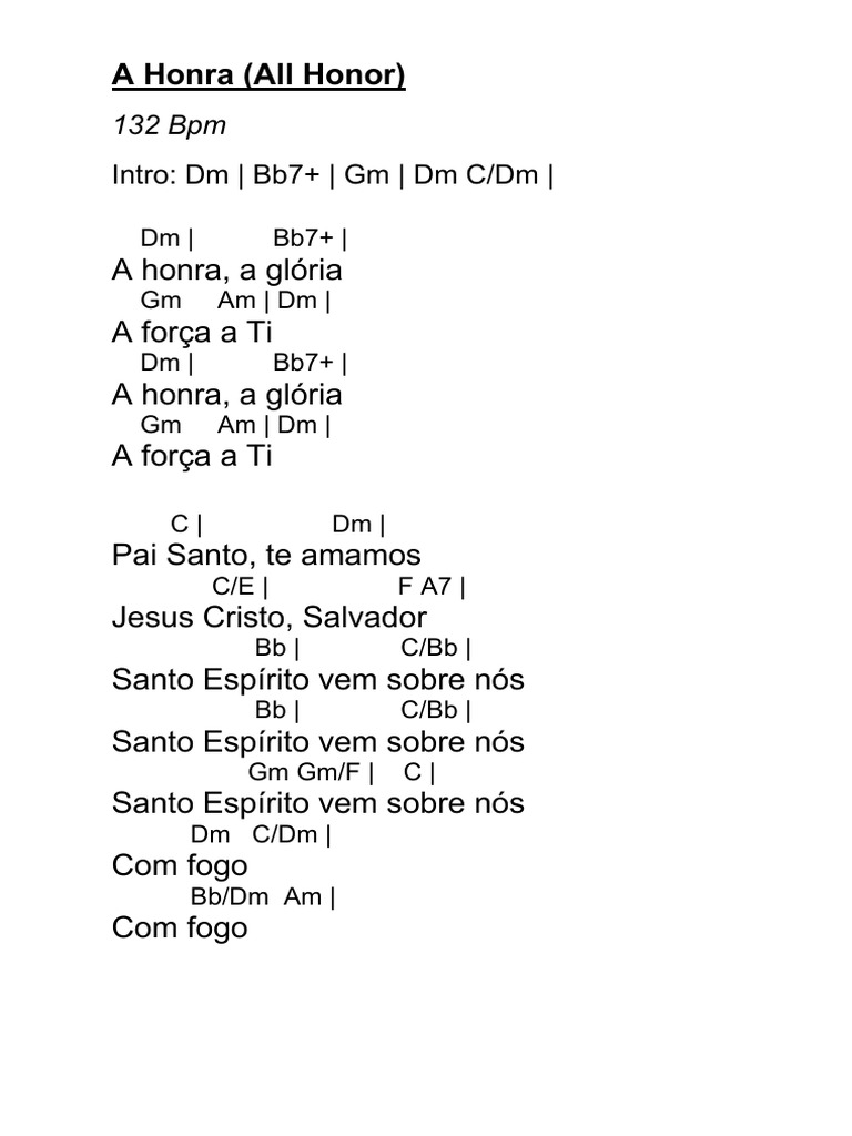 Letra da Música "A Honra" | PDF