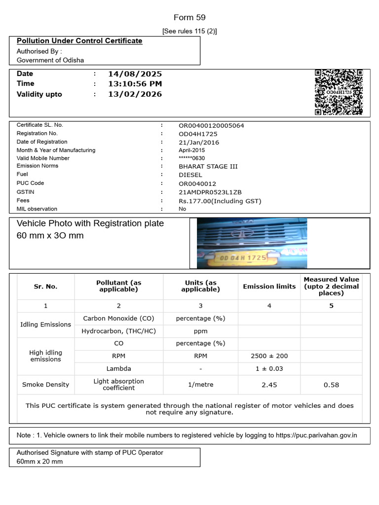 Pollution Under Control Certificate | PDF | Exhaust Gas | Pollution