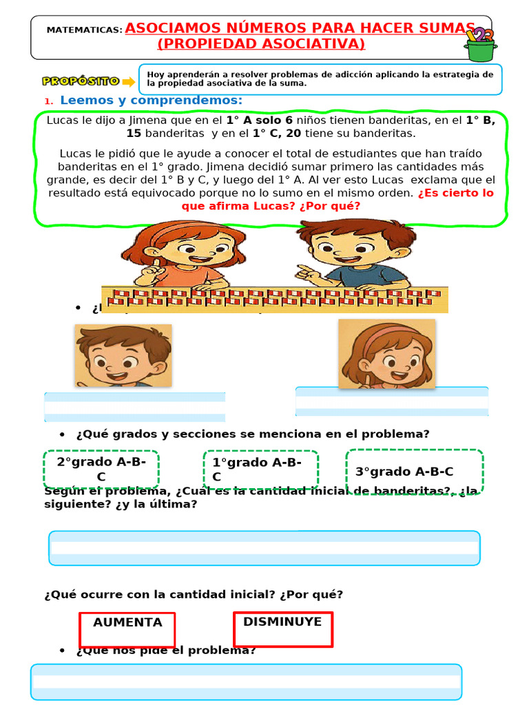 Ficha Mat Asociamos Números Para Hacer Sumas Propiedad Asociativa | PDF ...