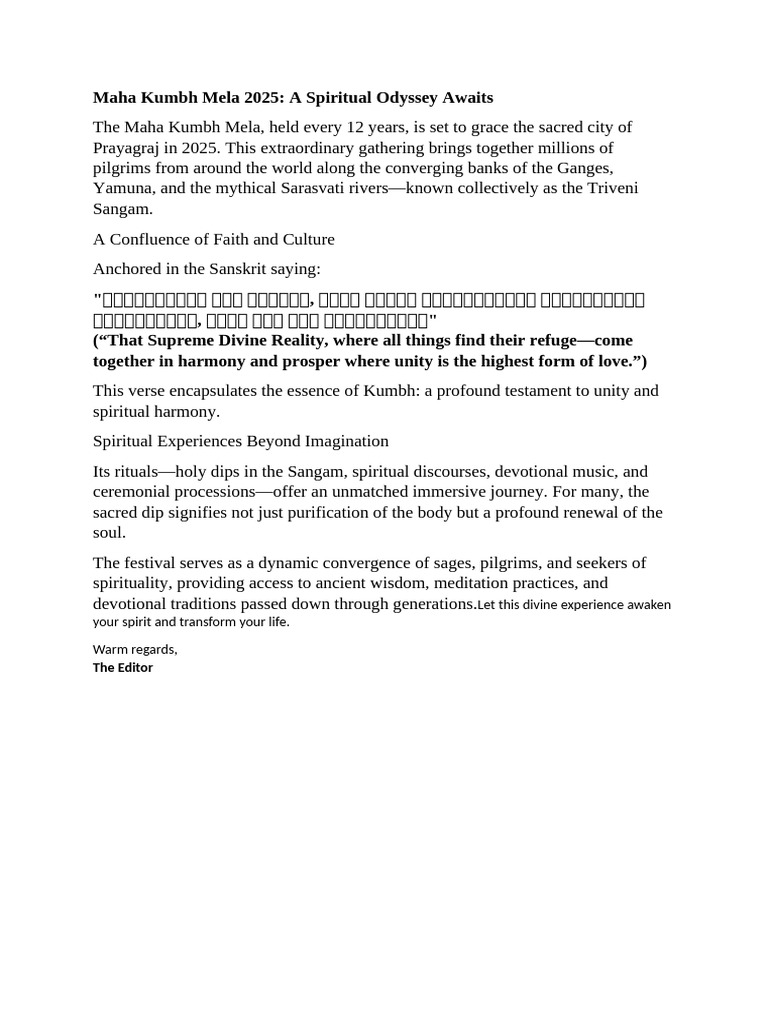 Invitation to Maha Kumbh 2025 | PDF