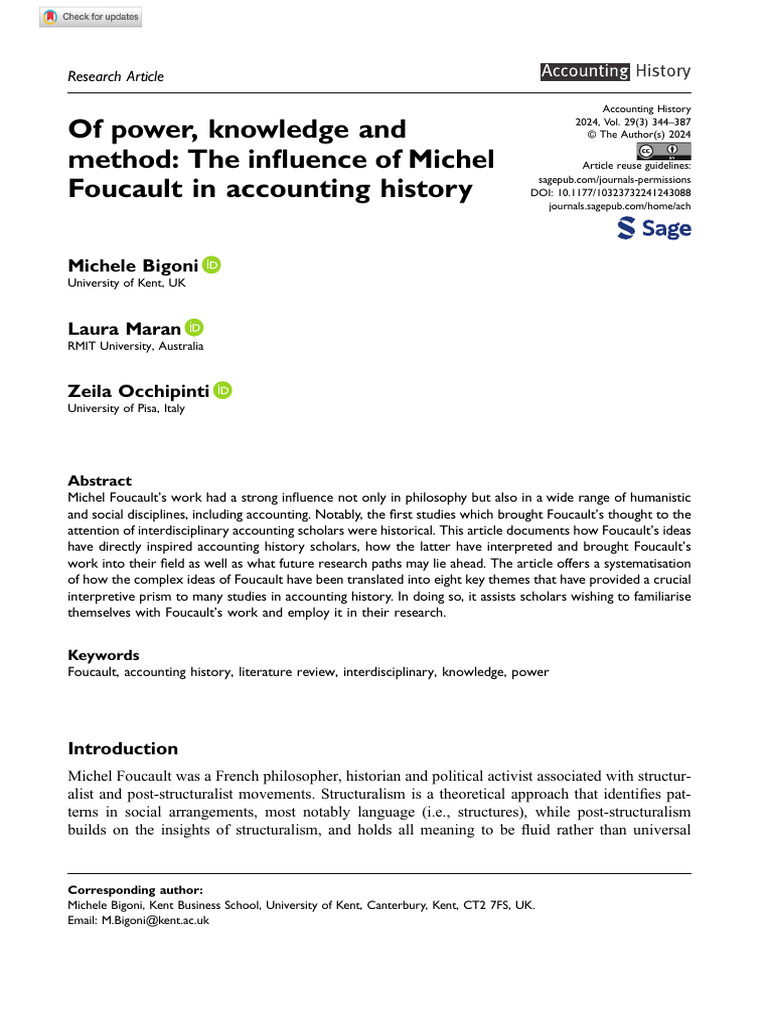 Of Power, Knowledge and Method - The Influence of Michel Foucault in ...