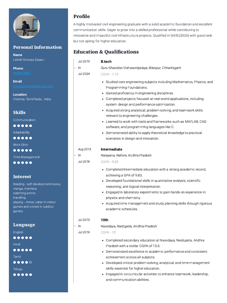 Likhith Srinivas Resume (4)-1 | PDF | Engineering | Intelligence