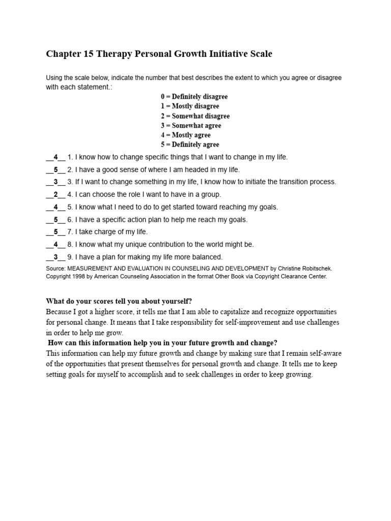 Personal Growth Initiative Scale Insights | PDF
