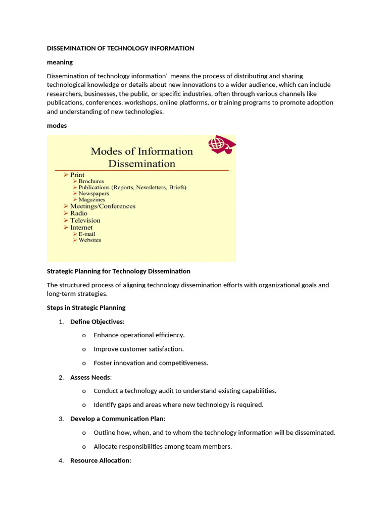 Dissemination of Technology Information | PDF | Enterprise Resource Planning | Customer ...