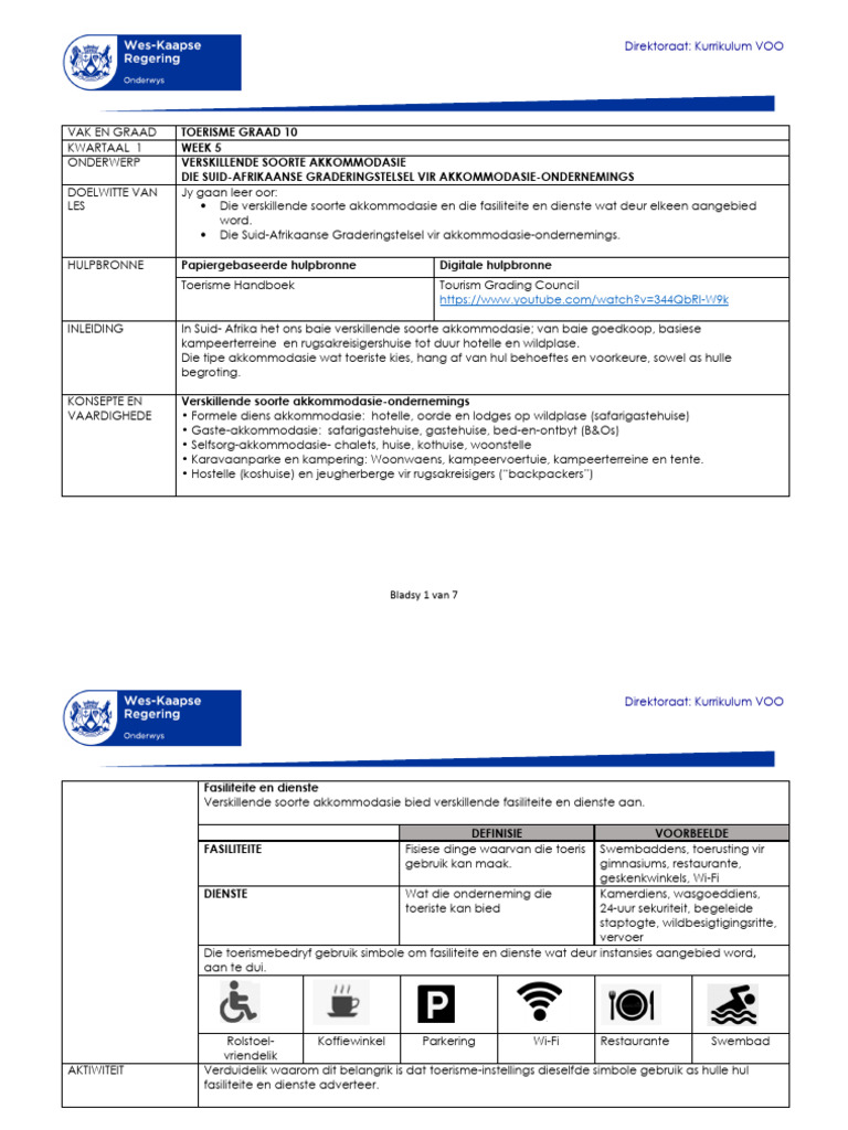 G10 Kwartaal 1 Week 5 Verskillende Tipes Akkommodasie (1) | PDF