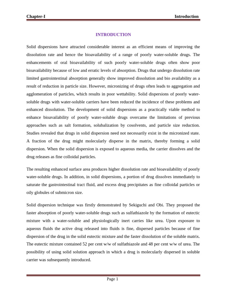 Chapter I Introduction 1 39 | PDF | Solubility | Bioavailability