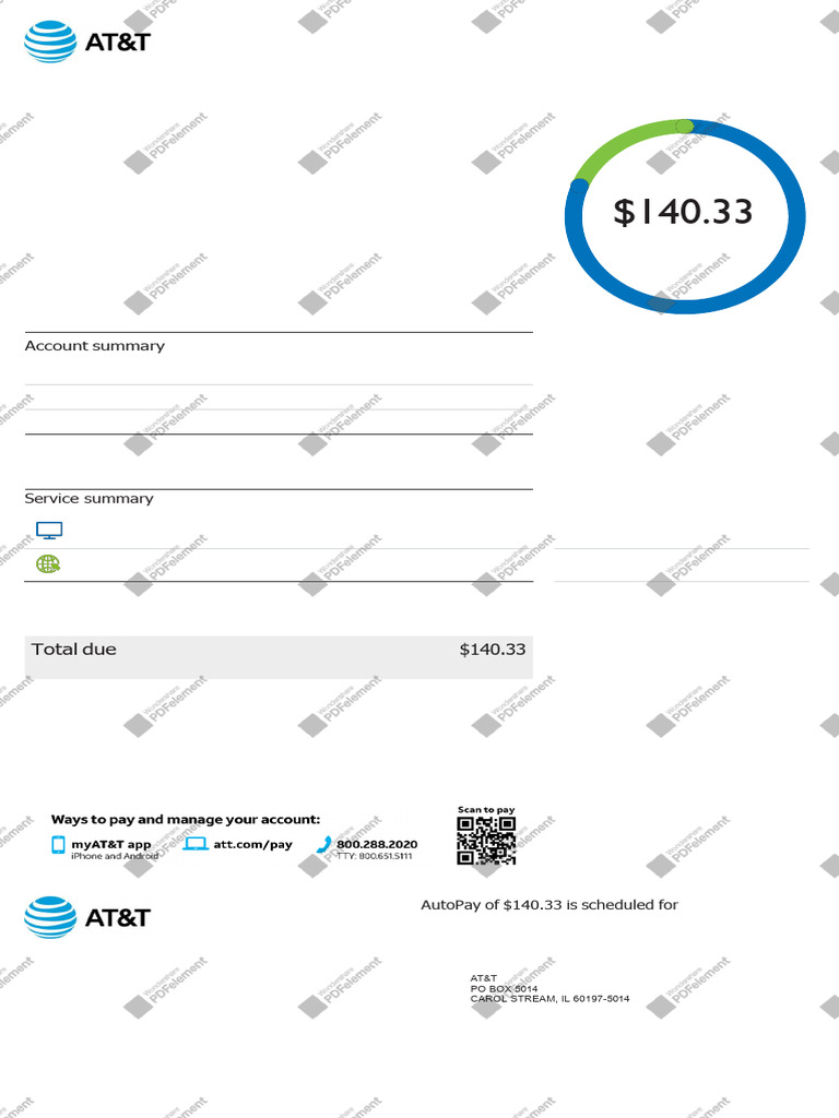 AT&T Bill Summary for March 2025 | PDF | Financial Services | Banking ...