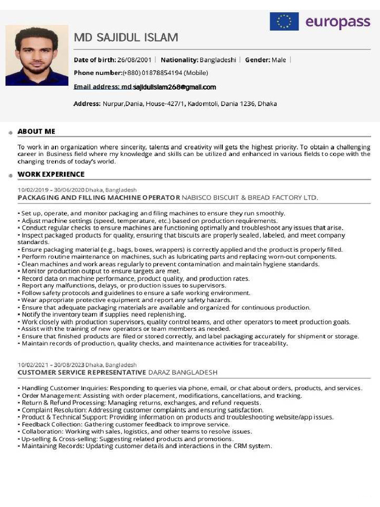 Sajid Europe CV | PDF