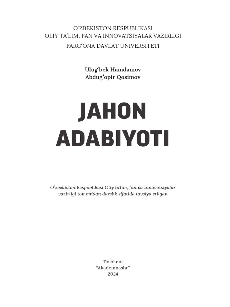 Jahon Adabiyoti | PDF