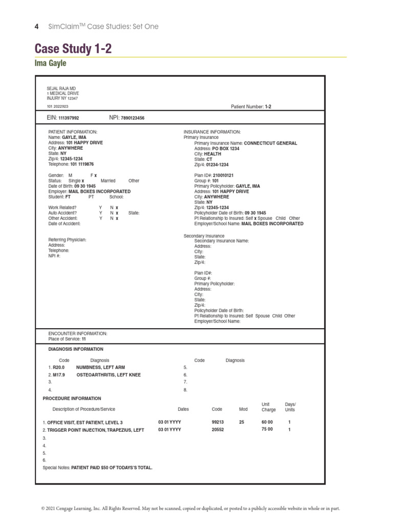 SimClaim Case 1-2 Gayle, Ima | PDF
