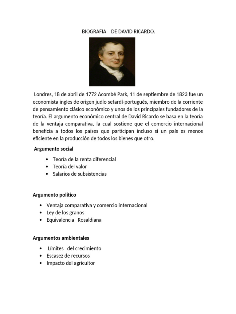 Biografía de David Ricardo | PDF | Karl Marx | marxismo