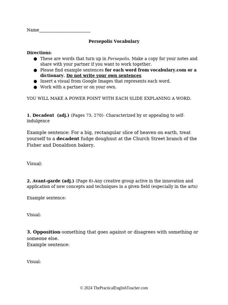 Persepolis Vocabulary Guide | PDF | Flagellation