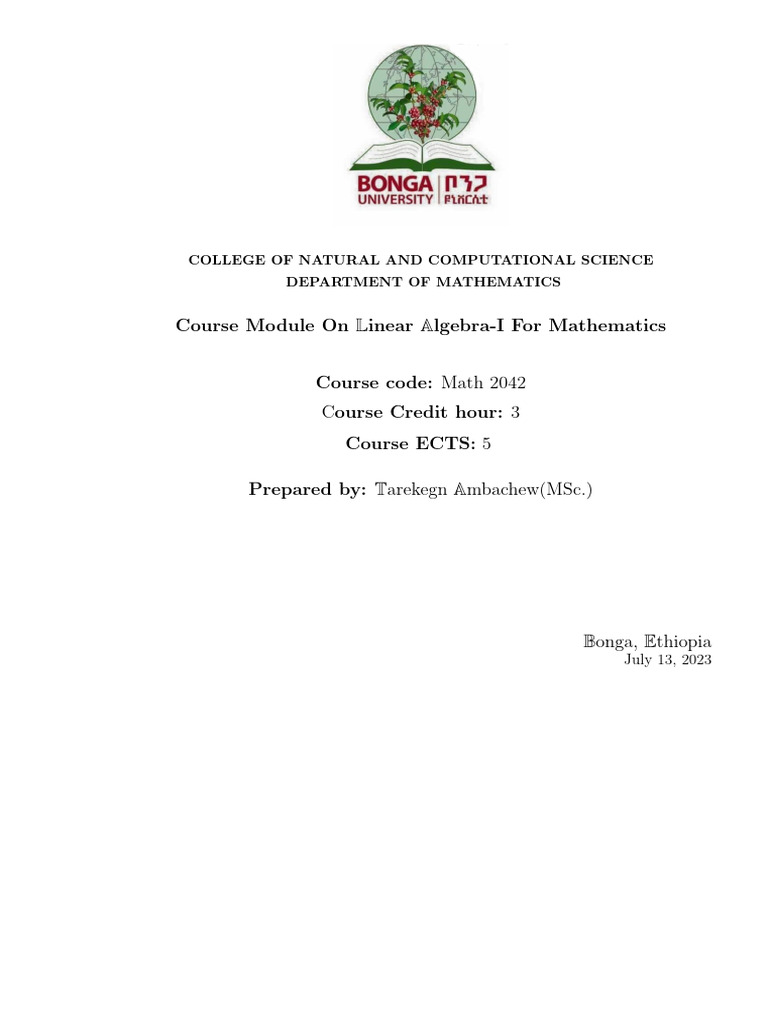 Linear Algebra One For Mathematics | PDF | Matrix (Mathematics ...