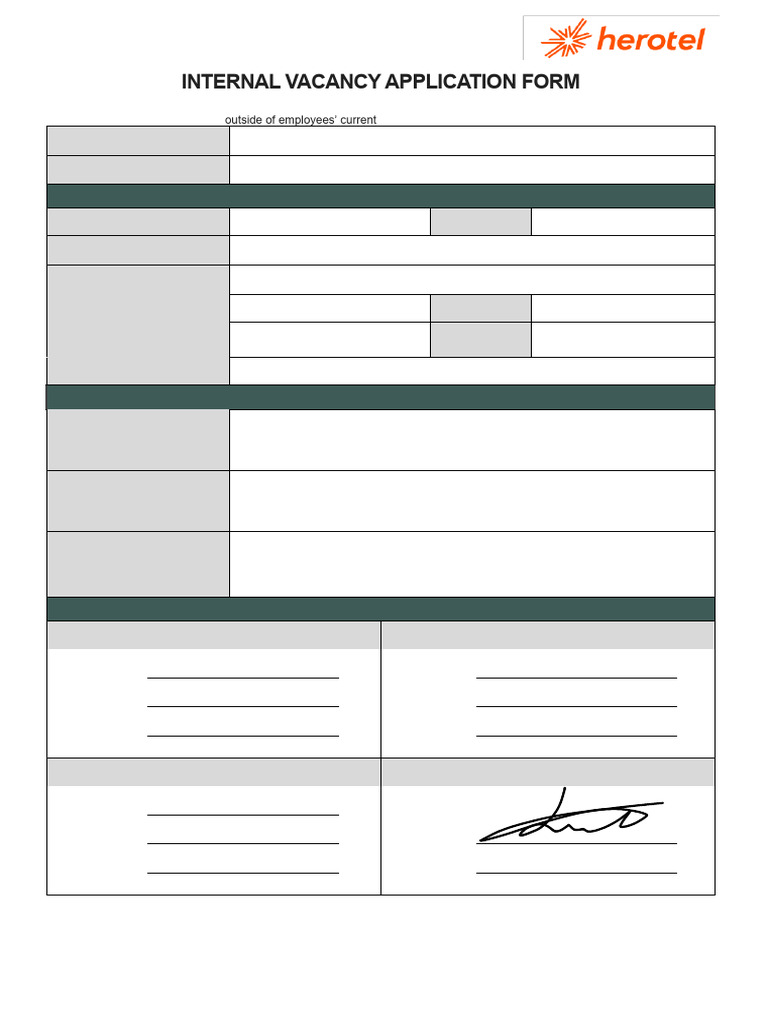 Internal Vacancy Application Form 49 | PDF