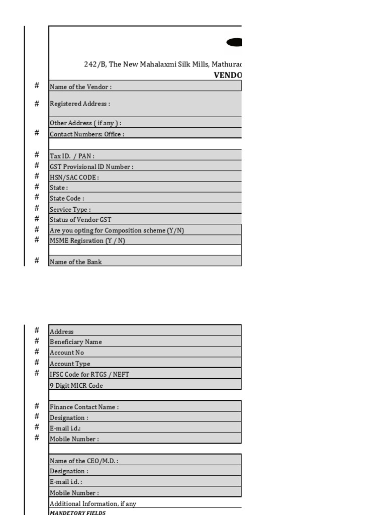 Vendor Information Form | PDF