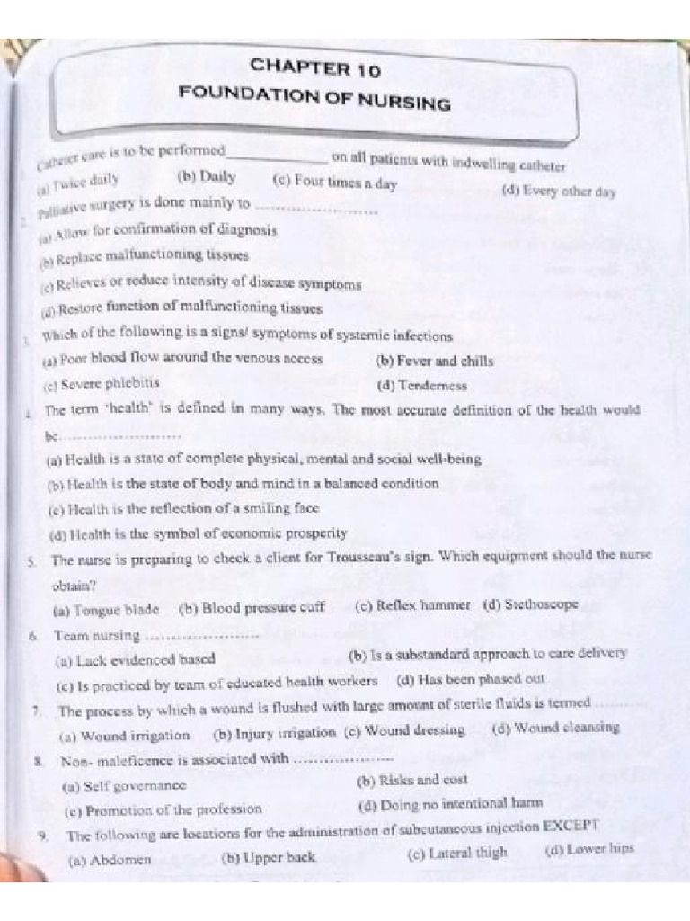 Fon & Nursing Process MCQ | PDF