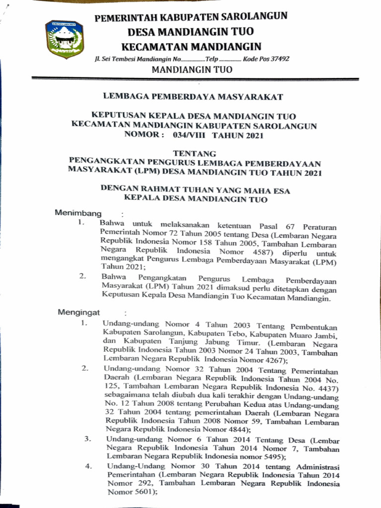 SK LPM Desa | PDF