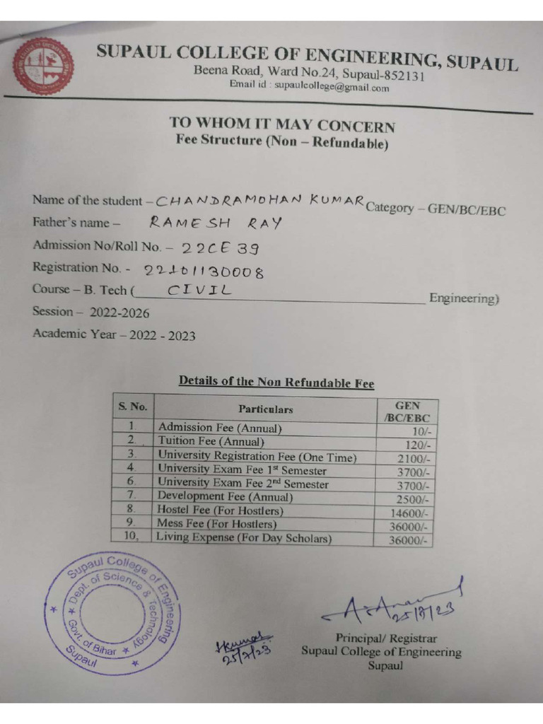 Hostel and Fee | PDF